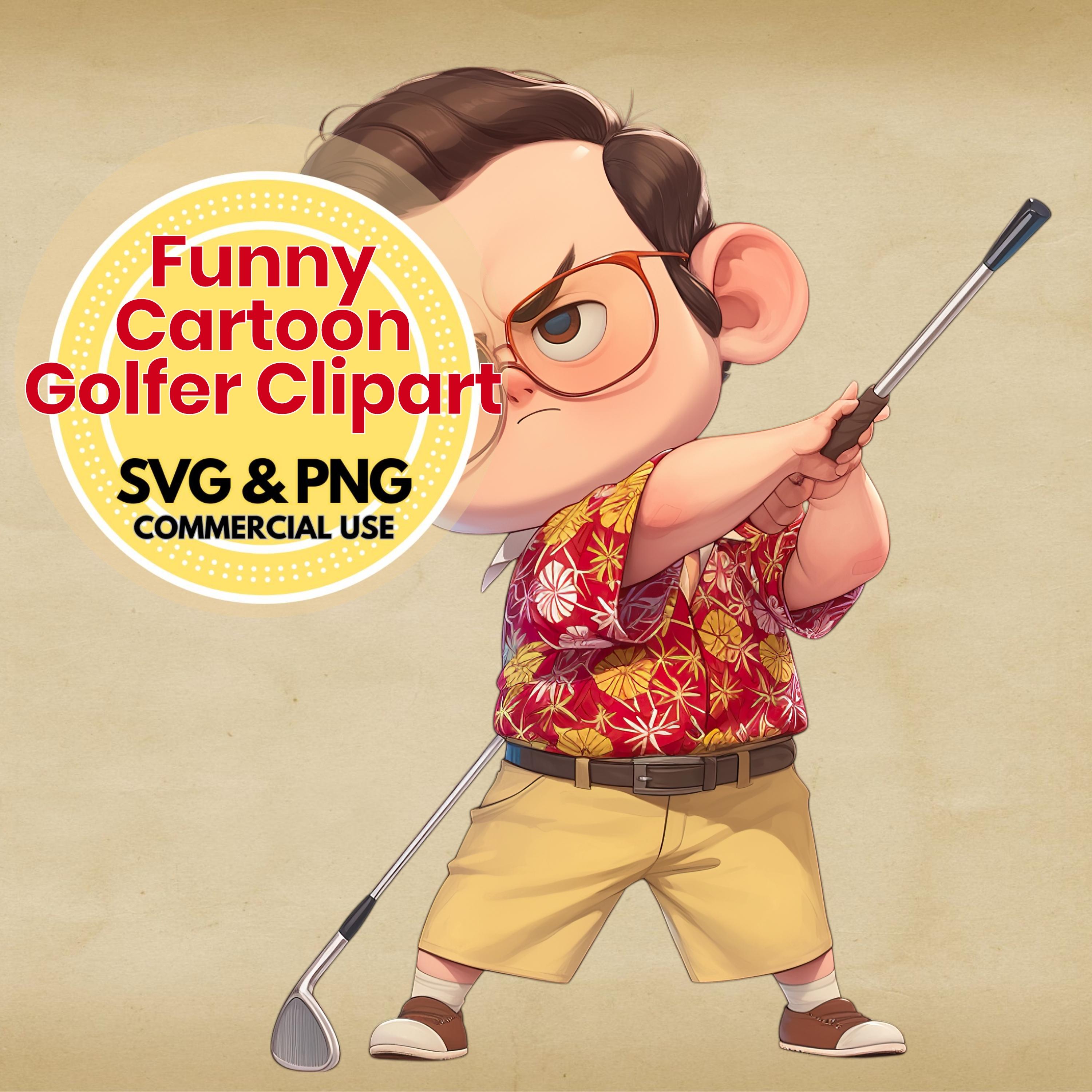 Whimsical Golf Clipart SVG PNG Funny Golfer Cartoon Digital Download ...