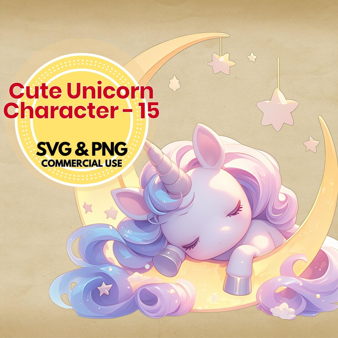 Cute Unicorn Clipart PNG SVG Digital Download Kawaii Unicorn Graphics ...