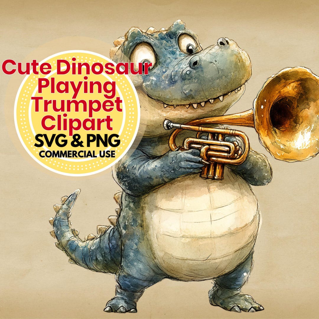 Cartoon Dinosaur Trumpet SVG Clipart, Music Party (digital Download) - Etsy