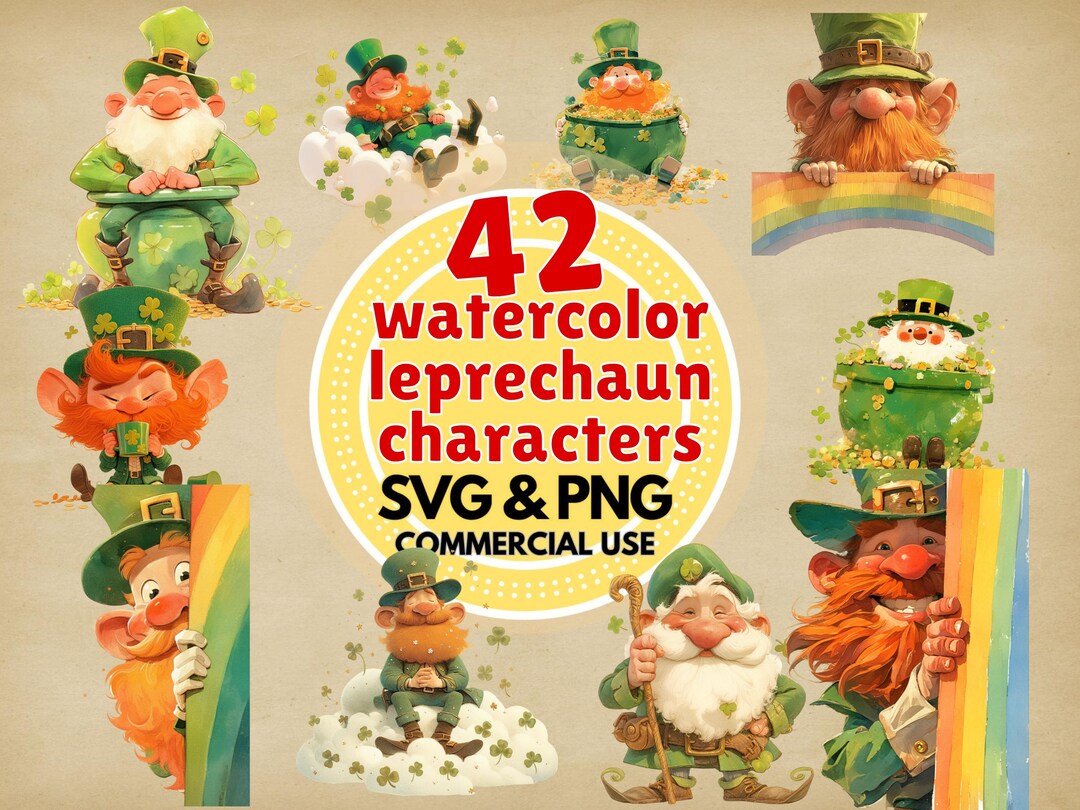 Watercolor Leprechaun Clipart PNG SVG St Patrick's Day Digital Download ...