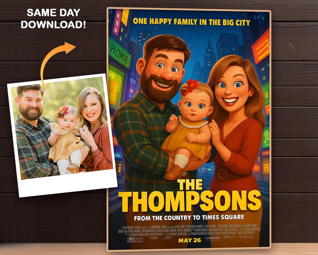 Custom Family Portrait Movie Poster: Personalized Digital Wall Art ...