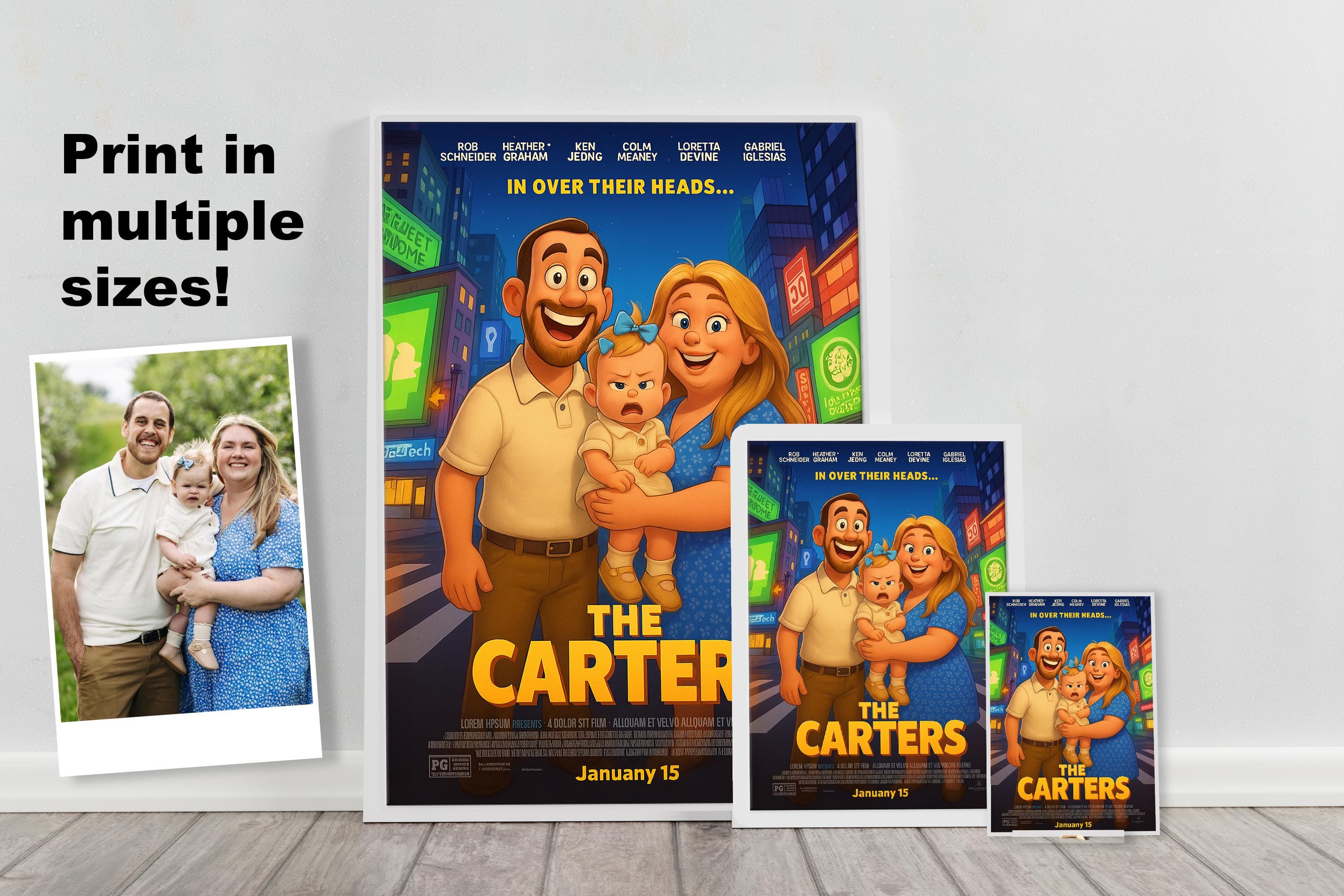 Custom Family Portrait Movie Poster: Personalized Digital Wall Art ...