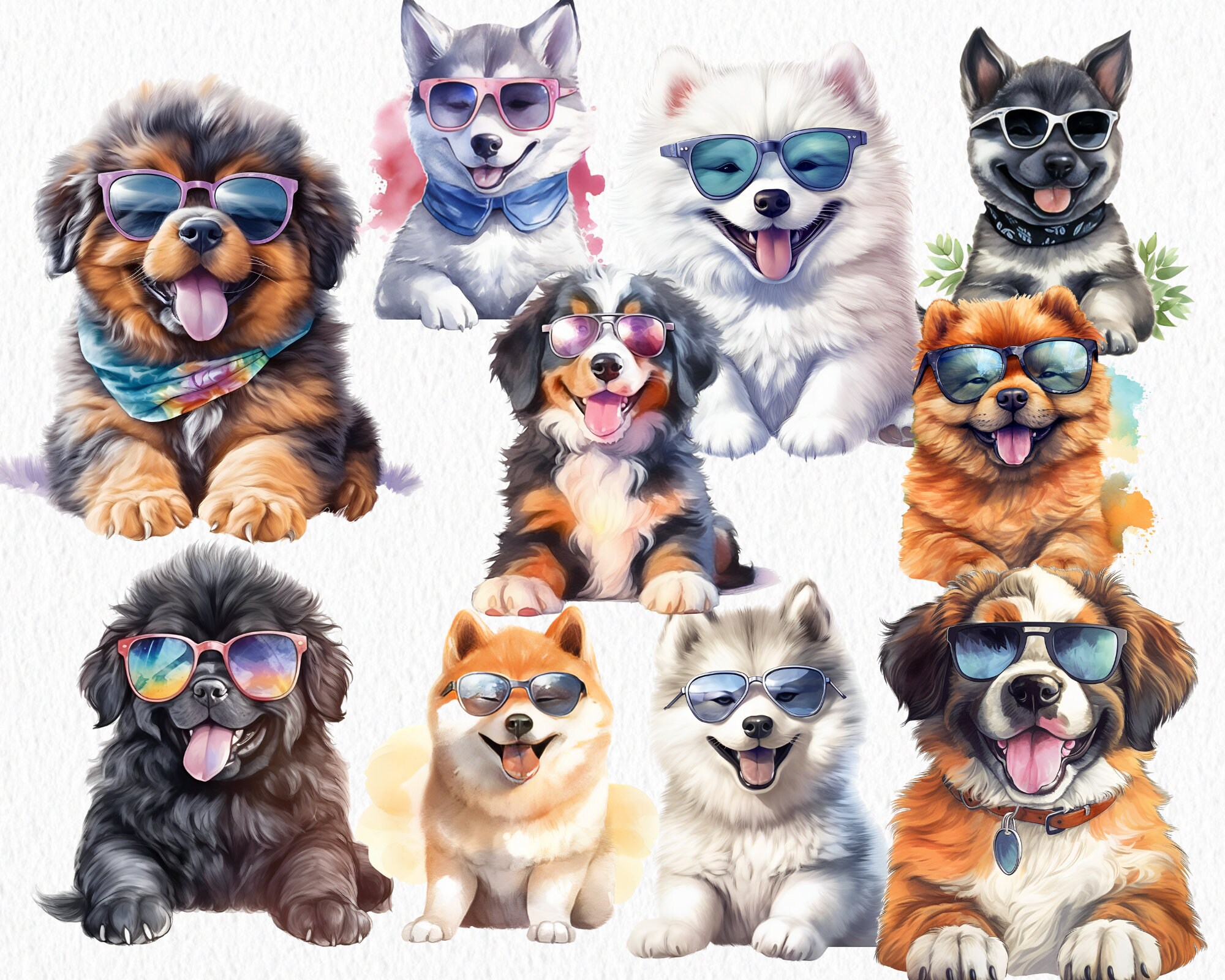Watercolor Cold Climate Puppy Dog Breeds Clipart , Dog PNG Bundle , SVG ...