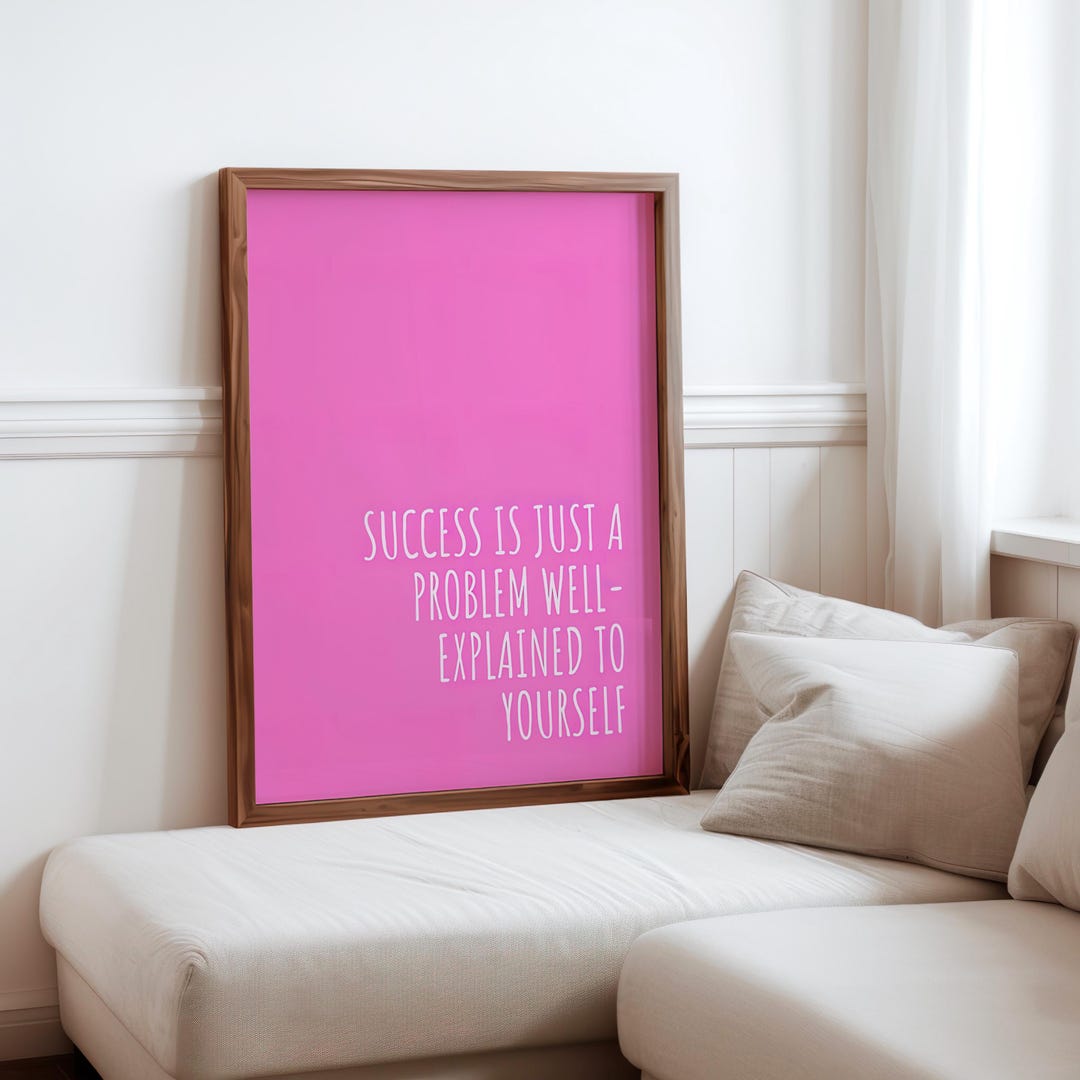Pink Success Quote Print: Motivational Home Office Decor (digital ...