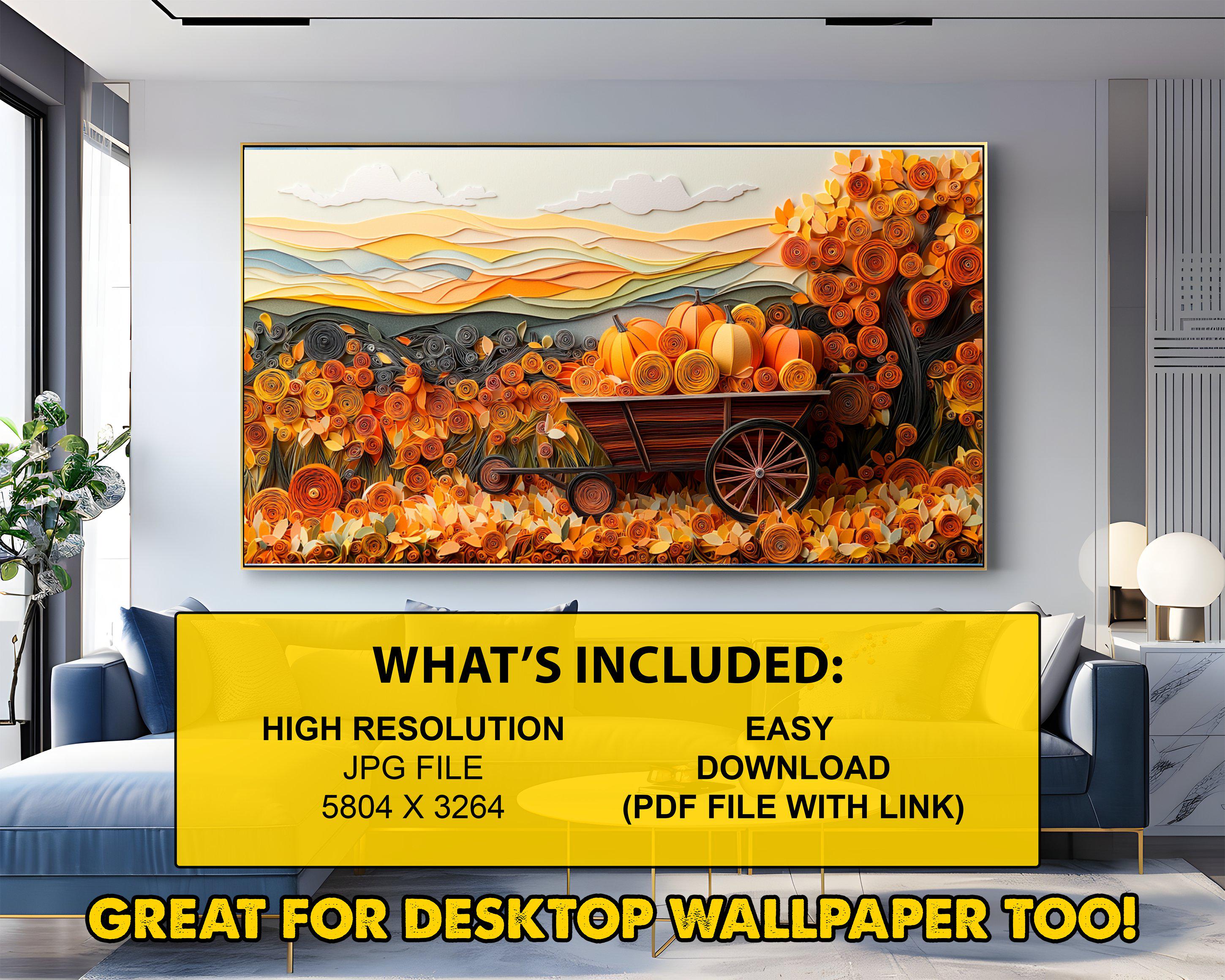 Fall TV Art With Pumpkins Digital Download, Samsung Frame Tv Artwork ...