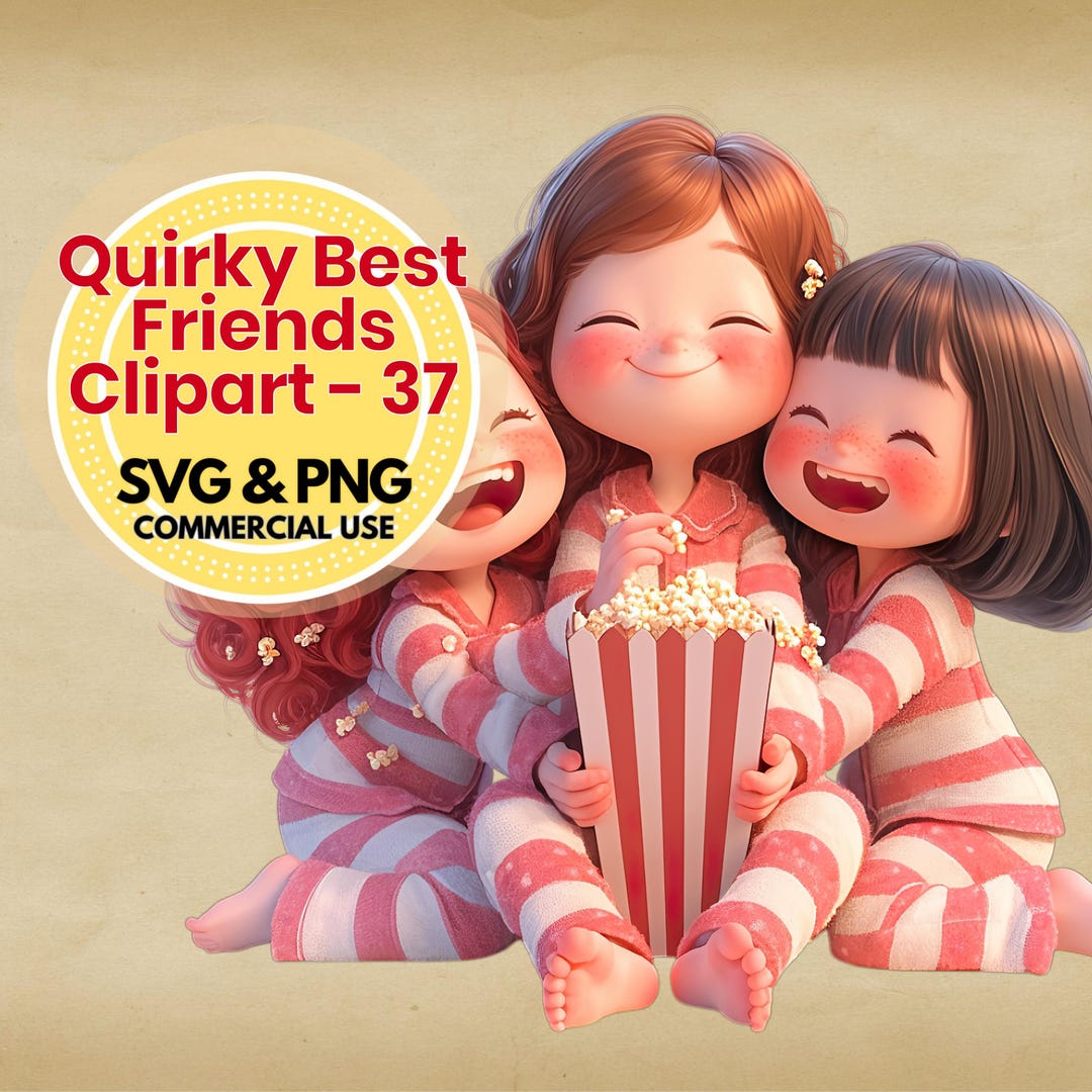 Quirky Best Friends Clipart Bundle SVG PNG Cute Friendship Graphics for ...