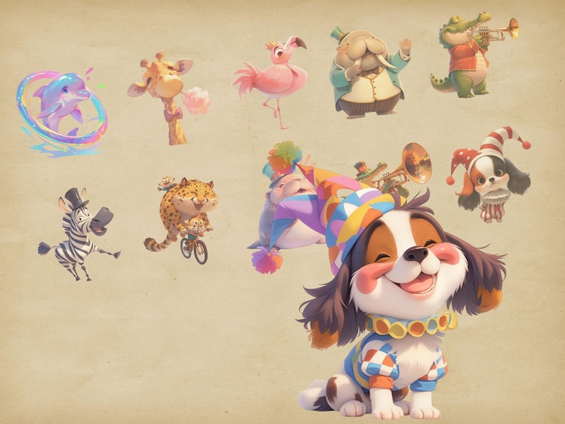 Chibi Circus Animal Clipart Set: 42 PNG SVG Graphics (digital Download ...