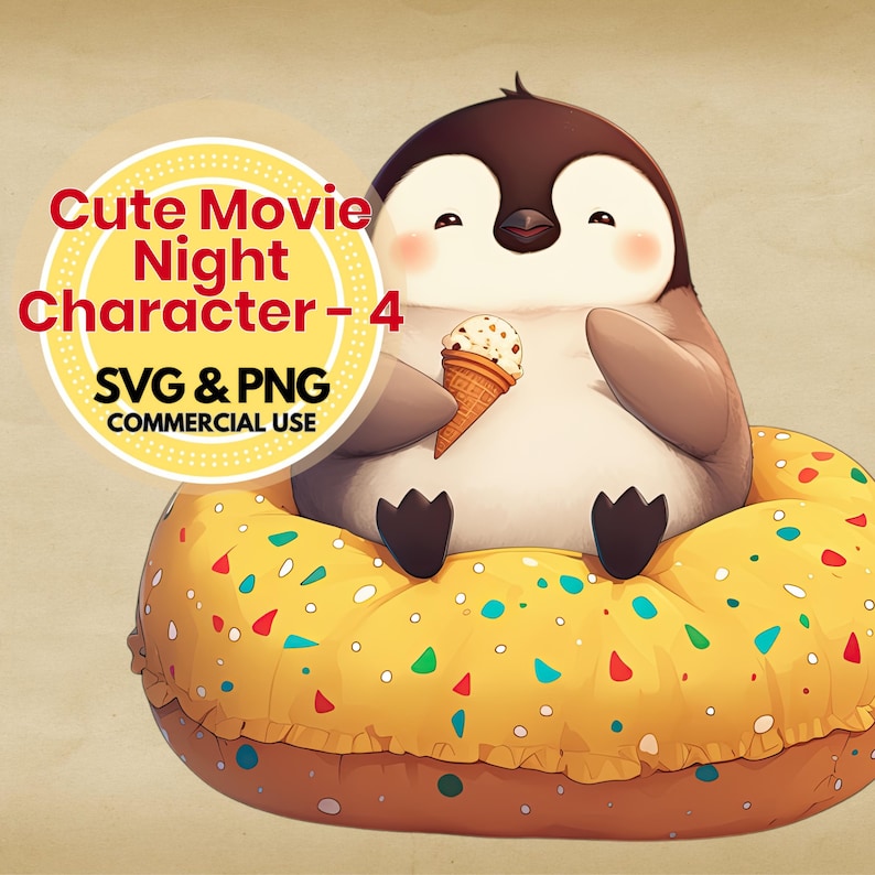 Movie Night Svg Cute Character Clipart Digital Download for Cricut and ...