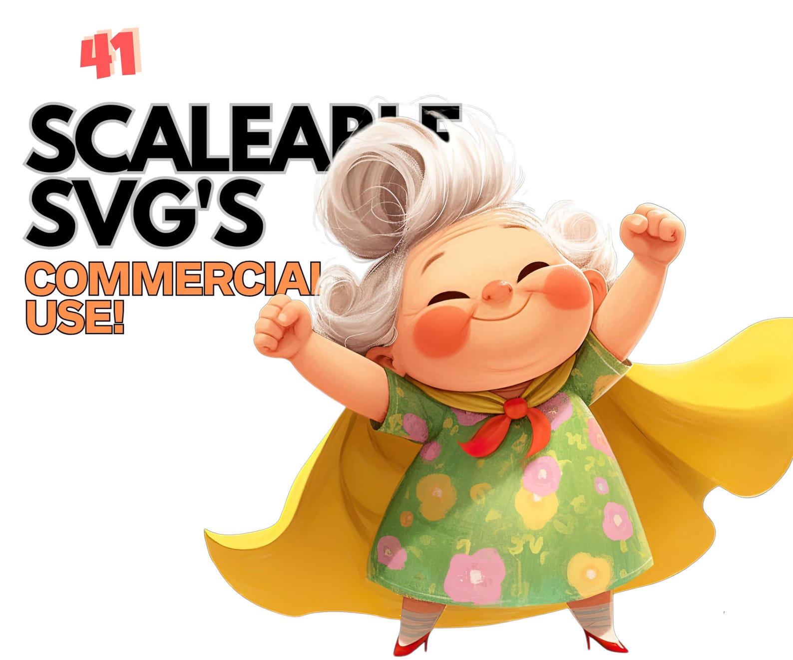 Grandma Clipart Pack Png Svg – Cute Chibi Grandma Graphics Bundle for ...