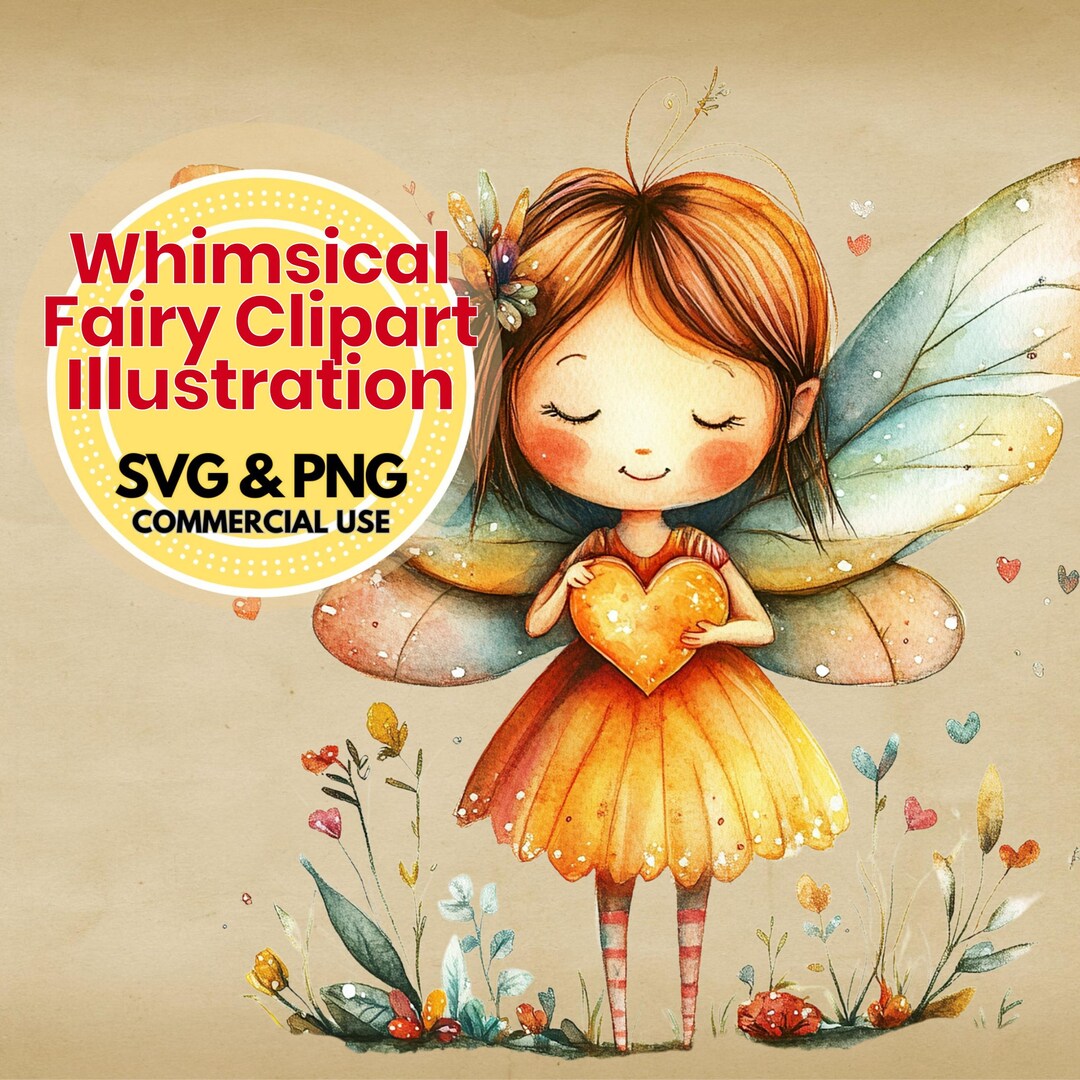 Cute Fairy Clipart PNG SVG, Whimsical Fantasy Character, Digital Fairy ...