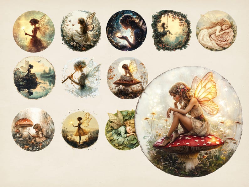 Boho Watercolor Fairies Clipart PNG SVG Digital Download Fantasy Fairy ...