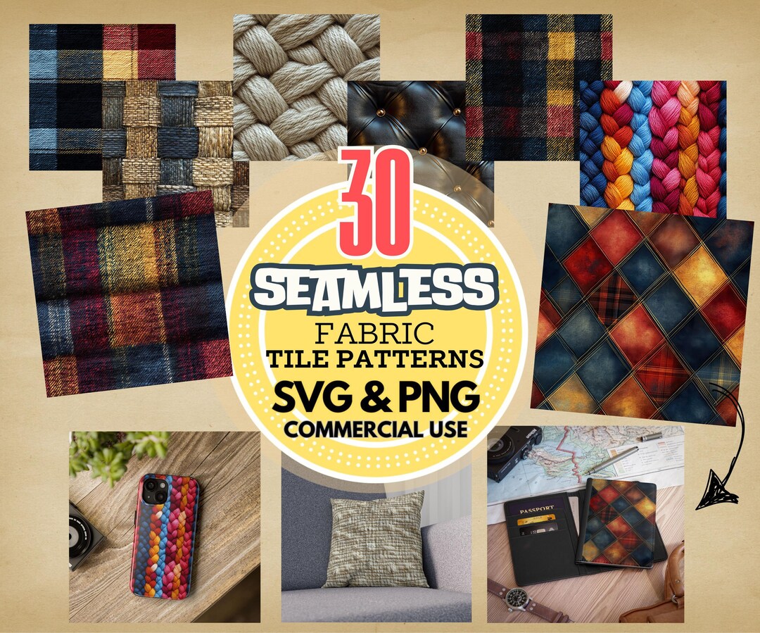 Eye-catching Fabric Tile Patterns & Tiles | 30 Digital Downloads | High ...
