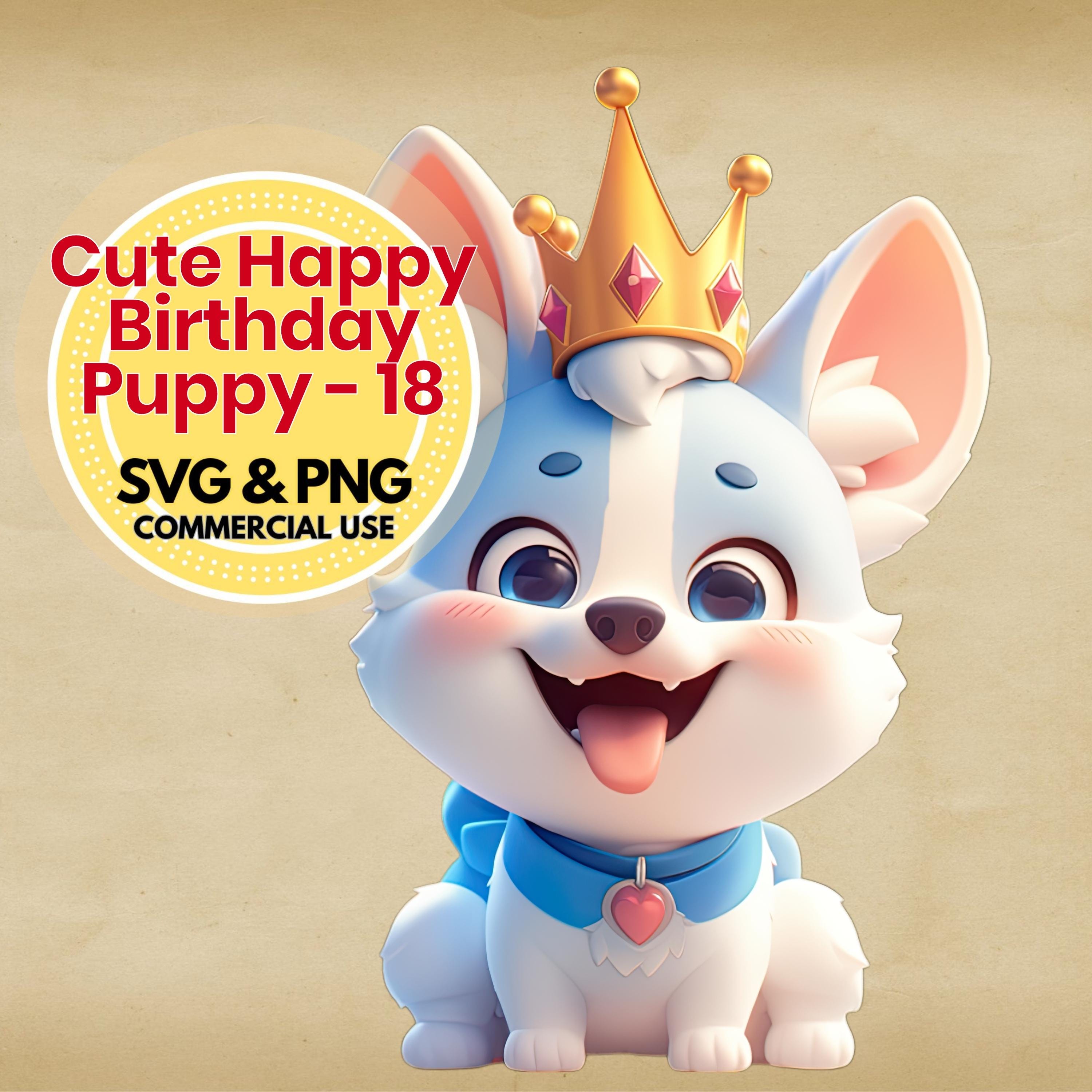 Birthday Puppy Clipart Svg Printable Dog Png Instant Download for ...