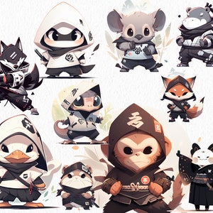 Ninja Animal Clipart Bundle Digital Download Svg Png Cute Animal ...