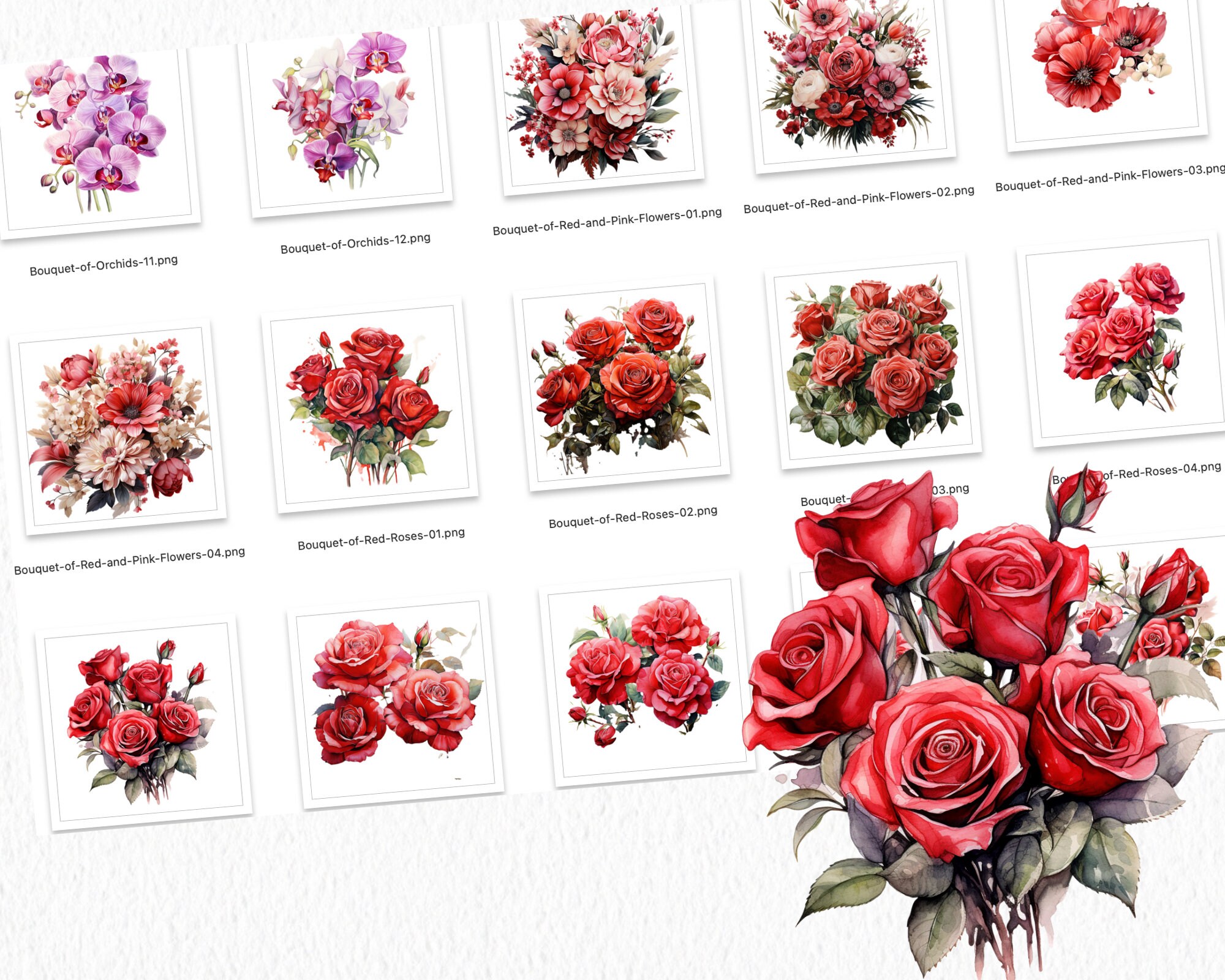 Watercolor Flower Clipart Set Png Svg Digital Download Floral Bouquet ...