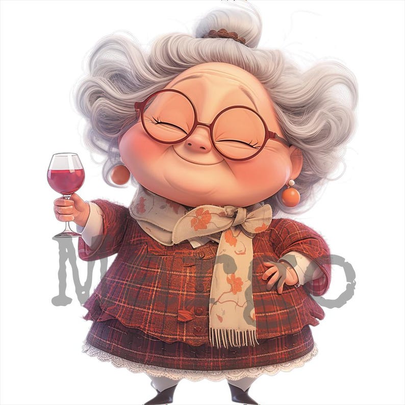 Charming Grandma Illustration: Instant Art Print (SVG, PDF, PNG Digital ...