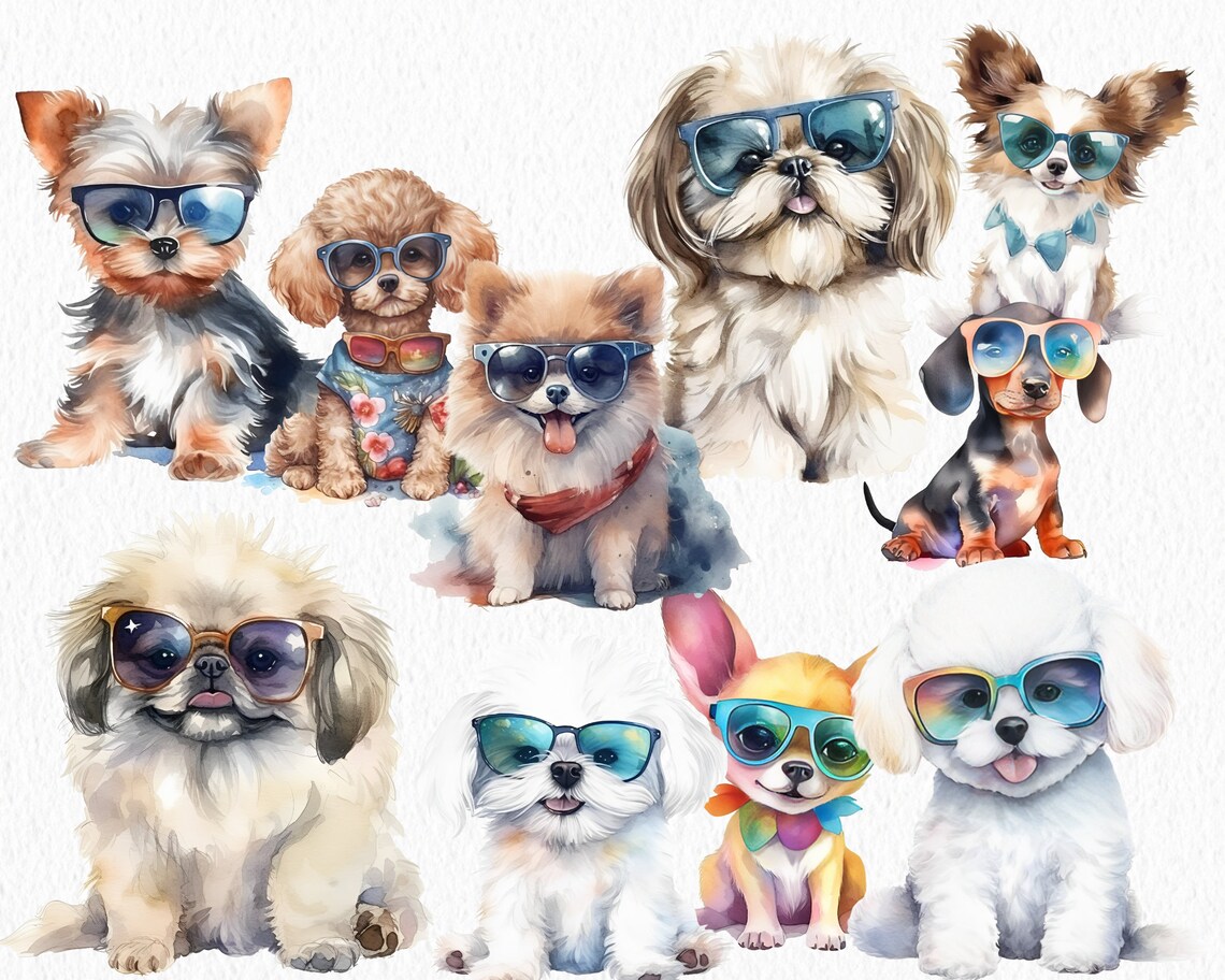 Watercolor 10 Smallest Puppy Dog Breeds Clipart , Dog PNG Bundle , SVG ...