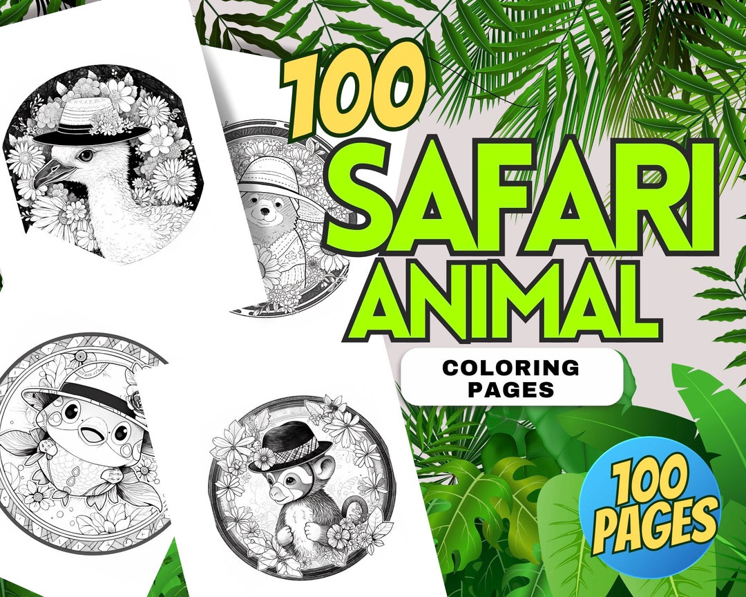 Safari Coloring Pages Printable Bundle – 100 Mandala Animal Designs for ...