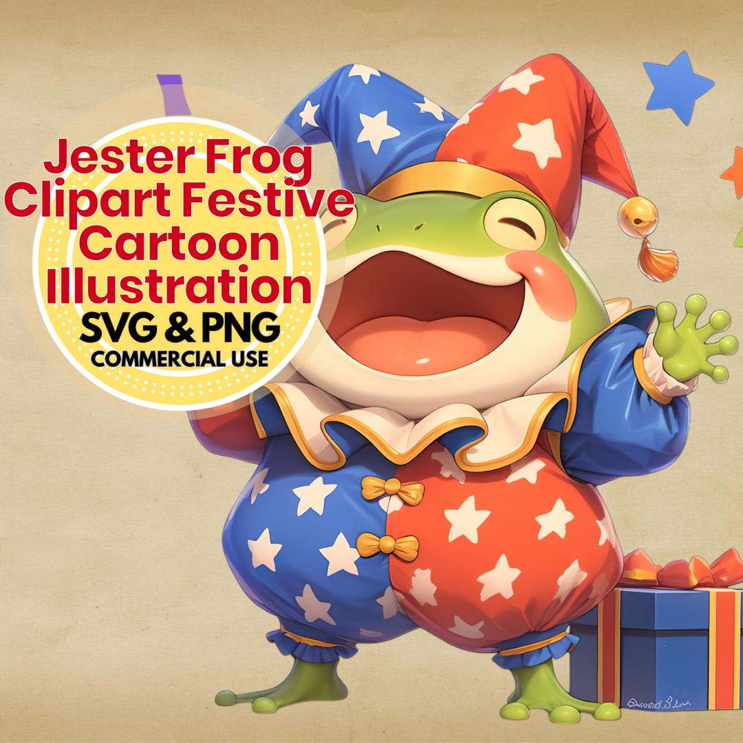 Frog Clipart Circus Jester Digital Download Whimsical Frog Svg Png ...