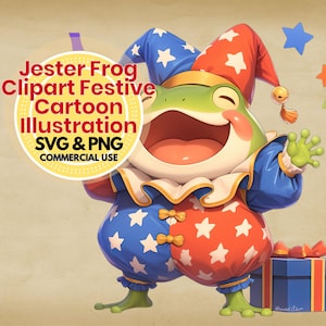 Frog Clipart Circus Jester Digital Download Whimsical Frog Svg Png ...