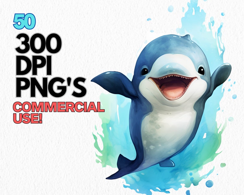 Watercolor Baby Sea Animals Clipart Bundle (PNG, SVG) - Etsy