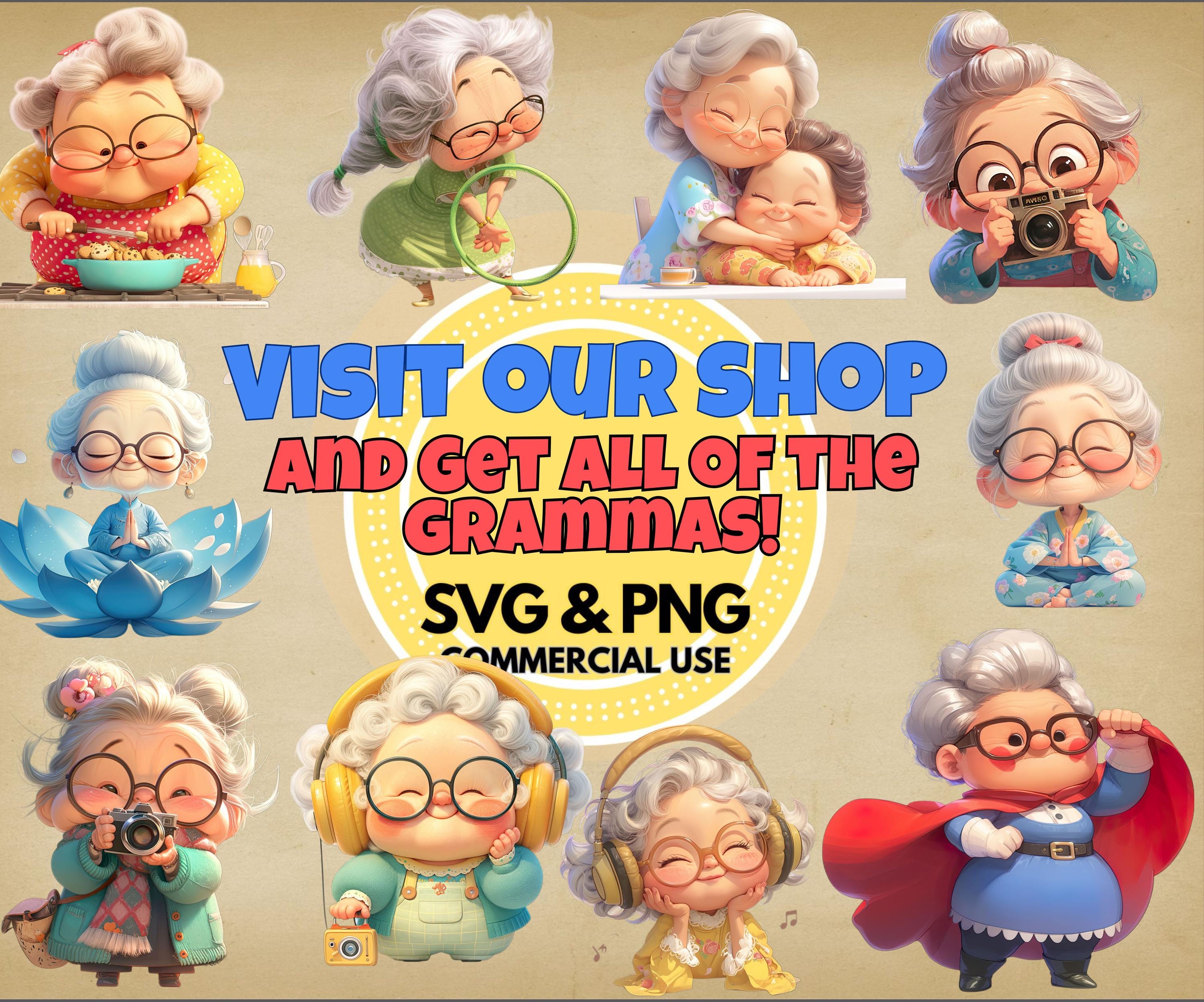 Game Night Digital Art: Cute Grandma Playing Cards SVG PNG DFX, Funny ...