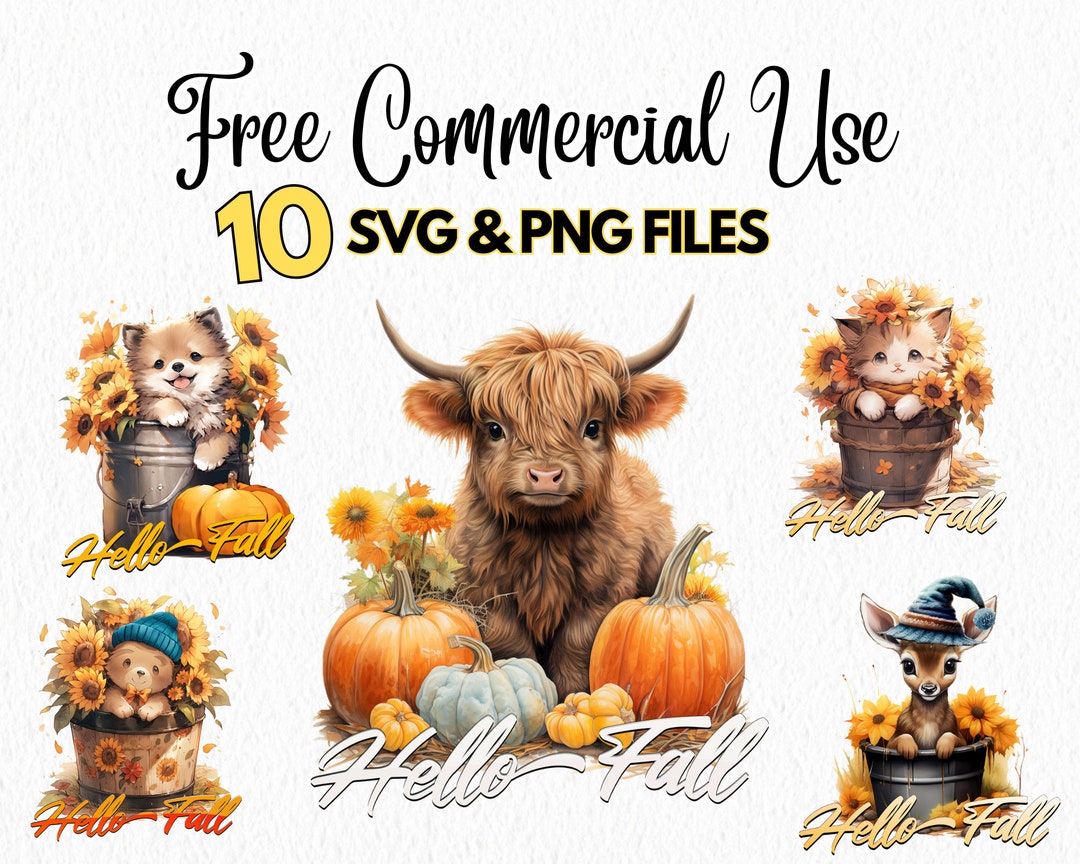 Autumn Highland Cow Png Svg Bundle Digital Download Fall Pumpkin ...