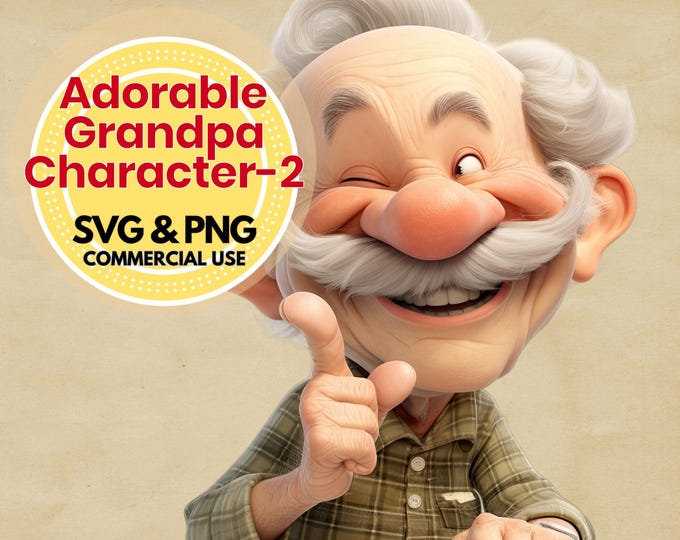Cute Grandpa Clipart Bundle, Funny Grandpa Cartoon Family Illustration ...