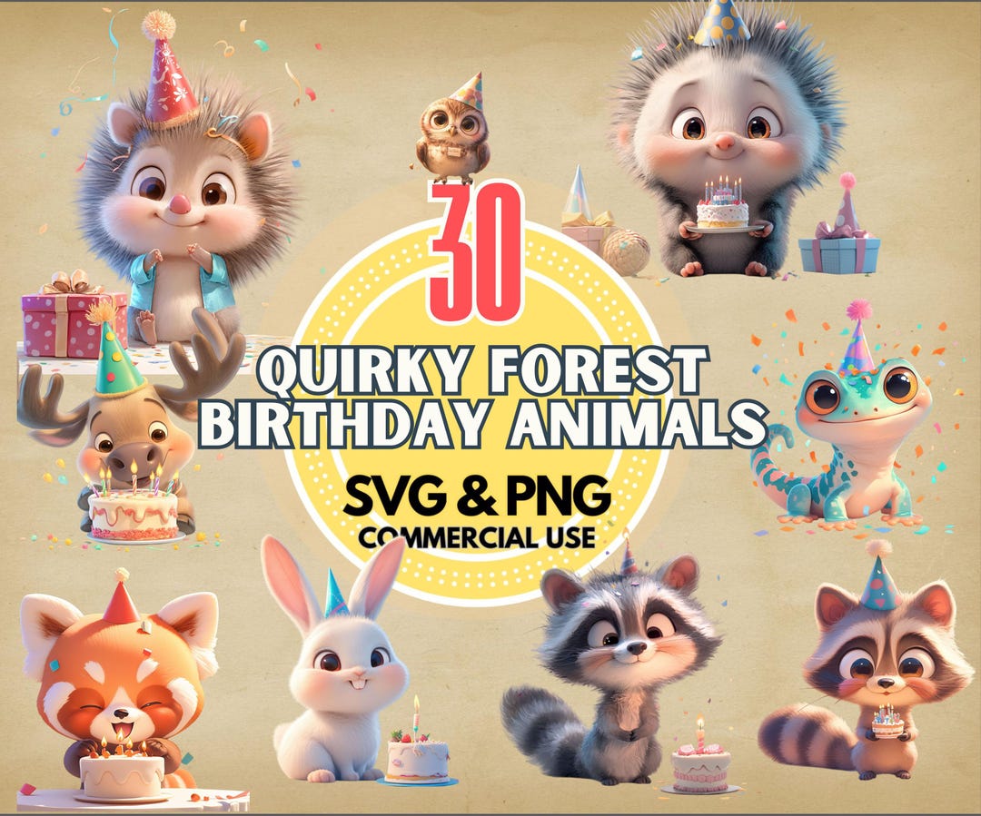 Whimsical Forest Animal Clipart Set 30 PNG and SVG Graphics for ...