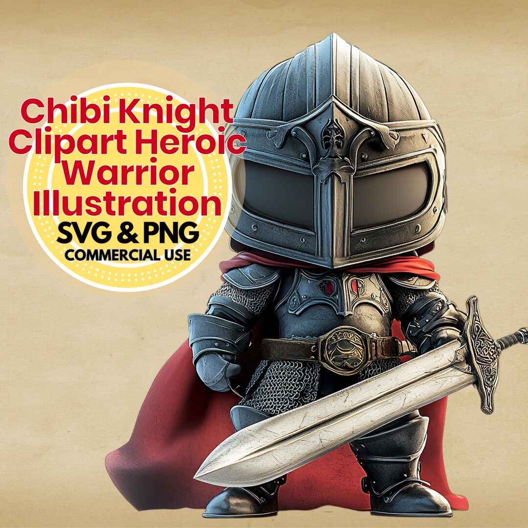 Chibi Knight Clipart SVG PNG Cute Medieval Warrior Digital Download ...