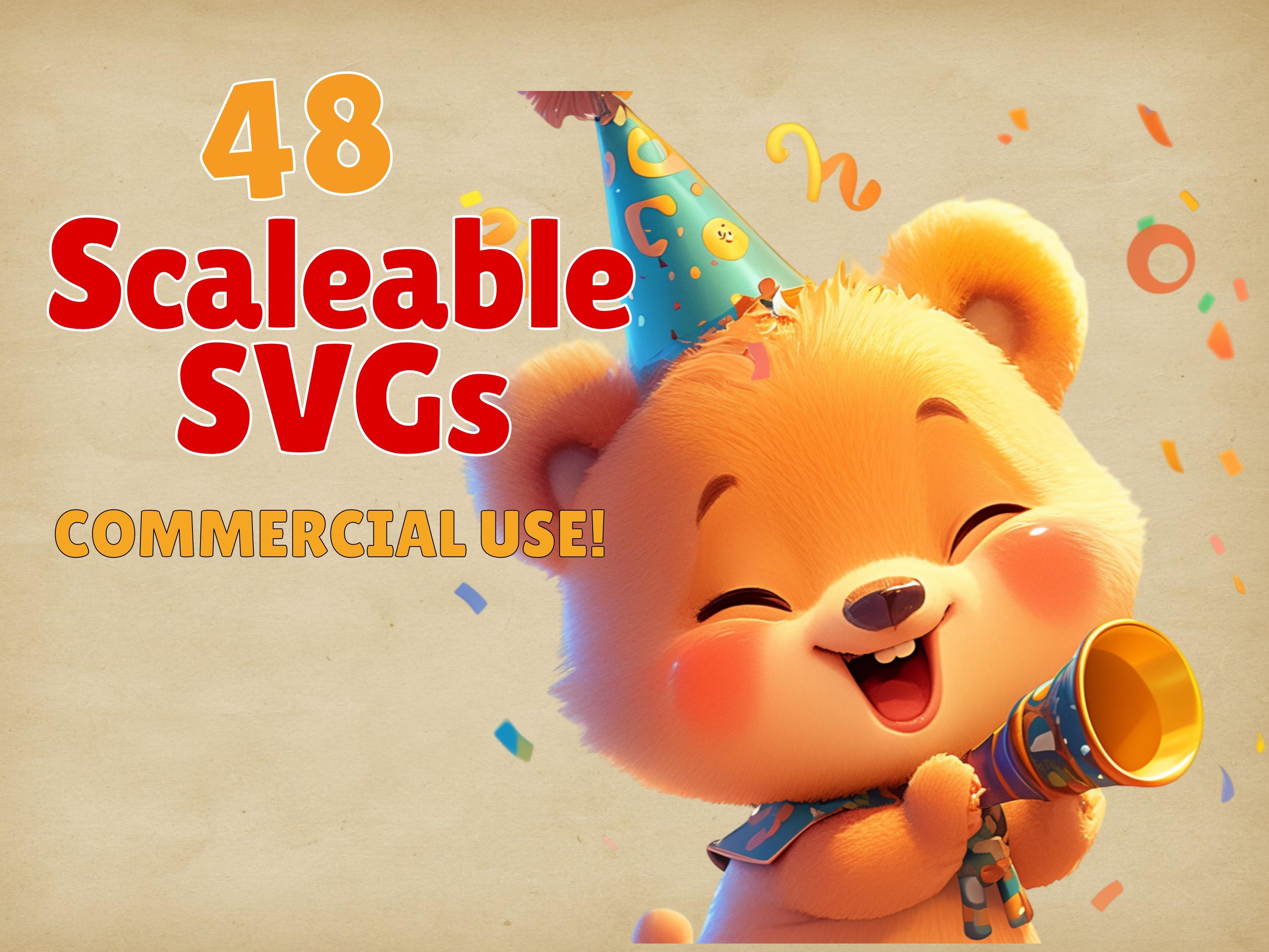 Birthday Bear Clipart Set Digital Download Cute Bear Cubs Png Svg ...