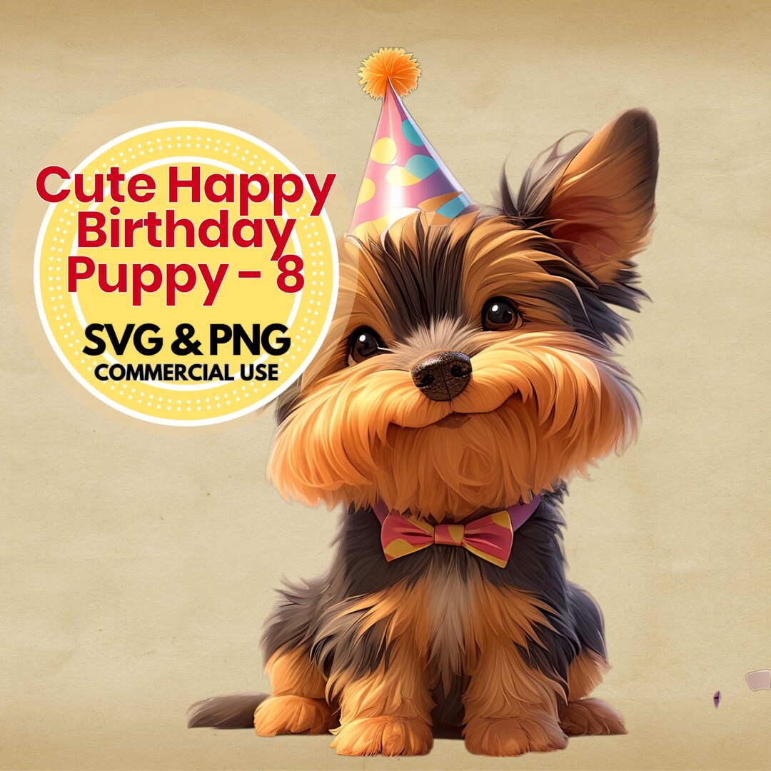 Birthday Puppy Clipart Set Svg Png Digital Download Cute Dog Birthday ...