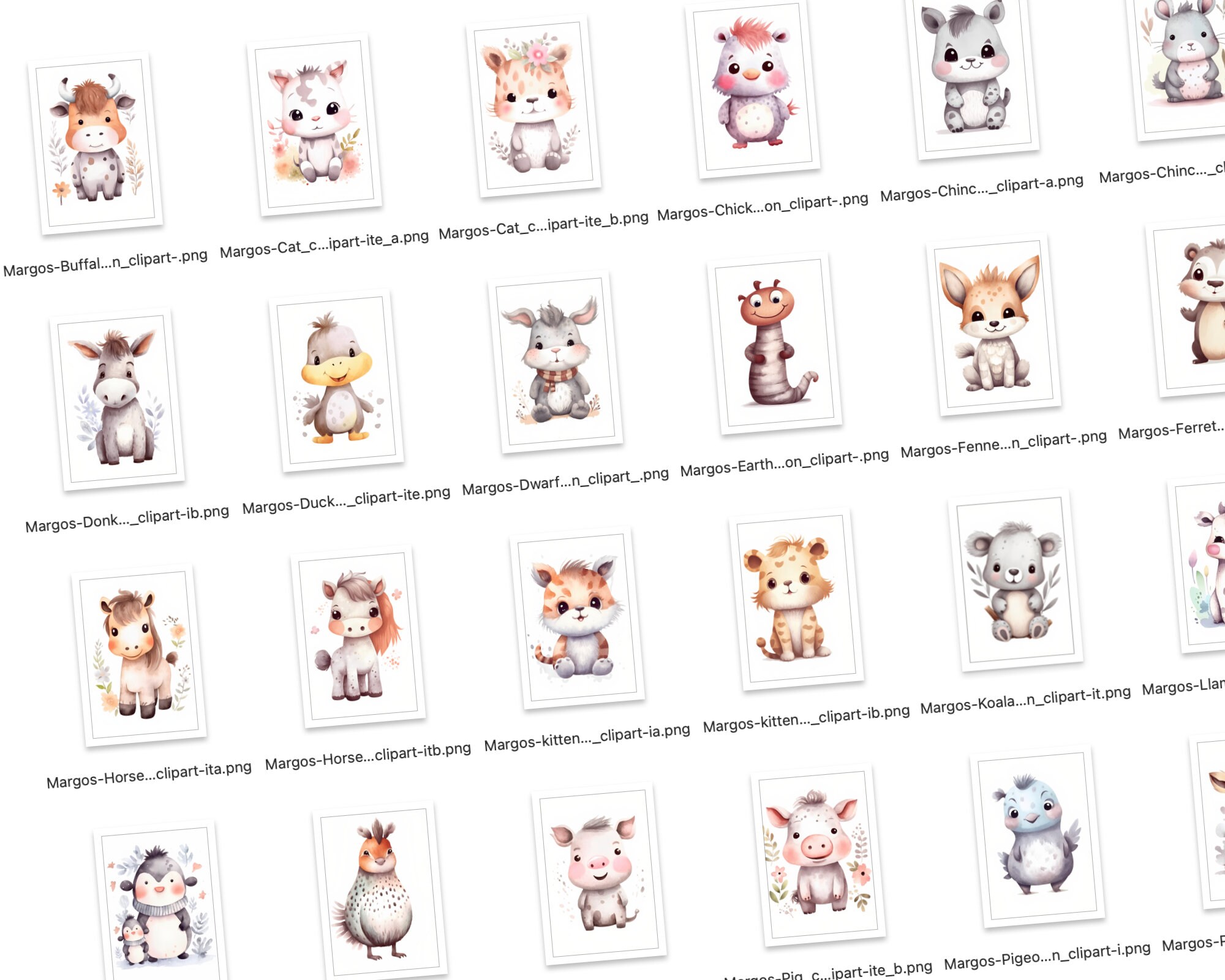 Watercolor Baby Animals Clipart Bundle Digital Download Png Svg Nursery ...