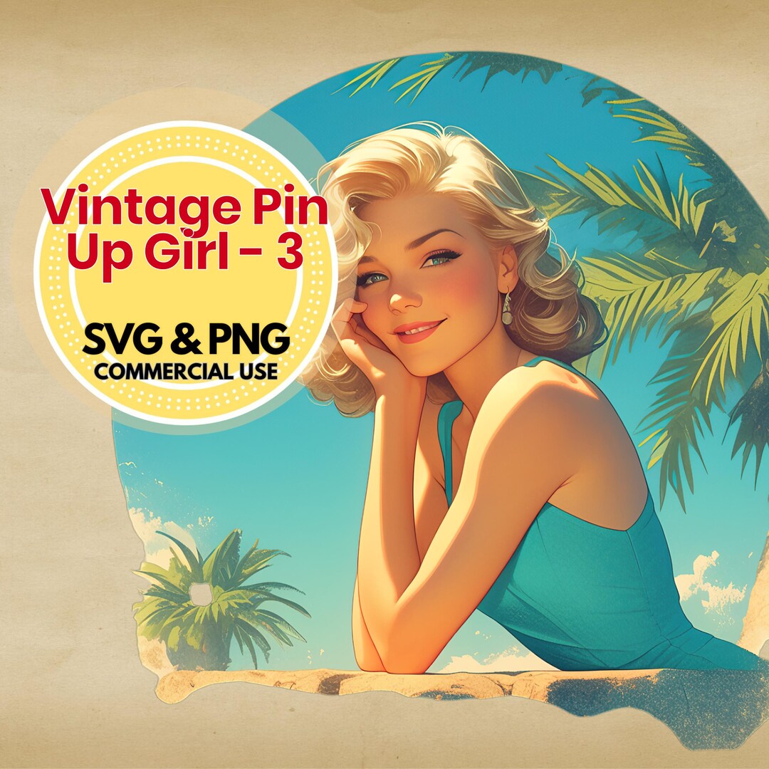 Vintage Pin up Girl Clipart SVG PNG Digital Download Retro Pinup Art ...