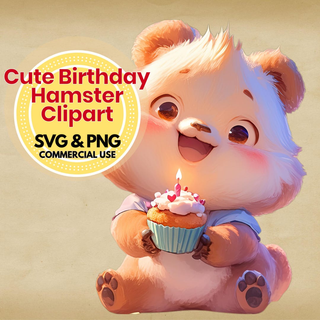 Happy Birthday Bear Clipart SVG PNG Cute Animal Digital Download ...