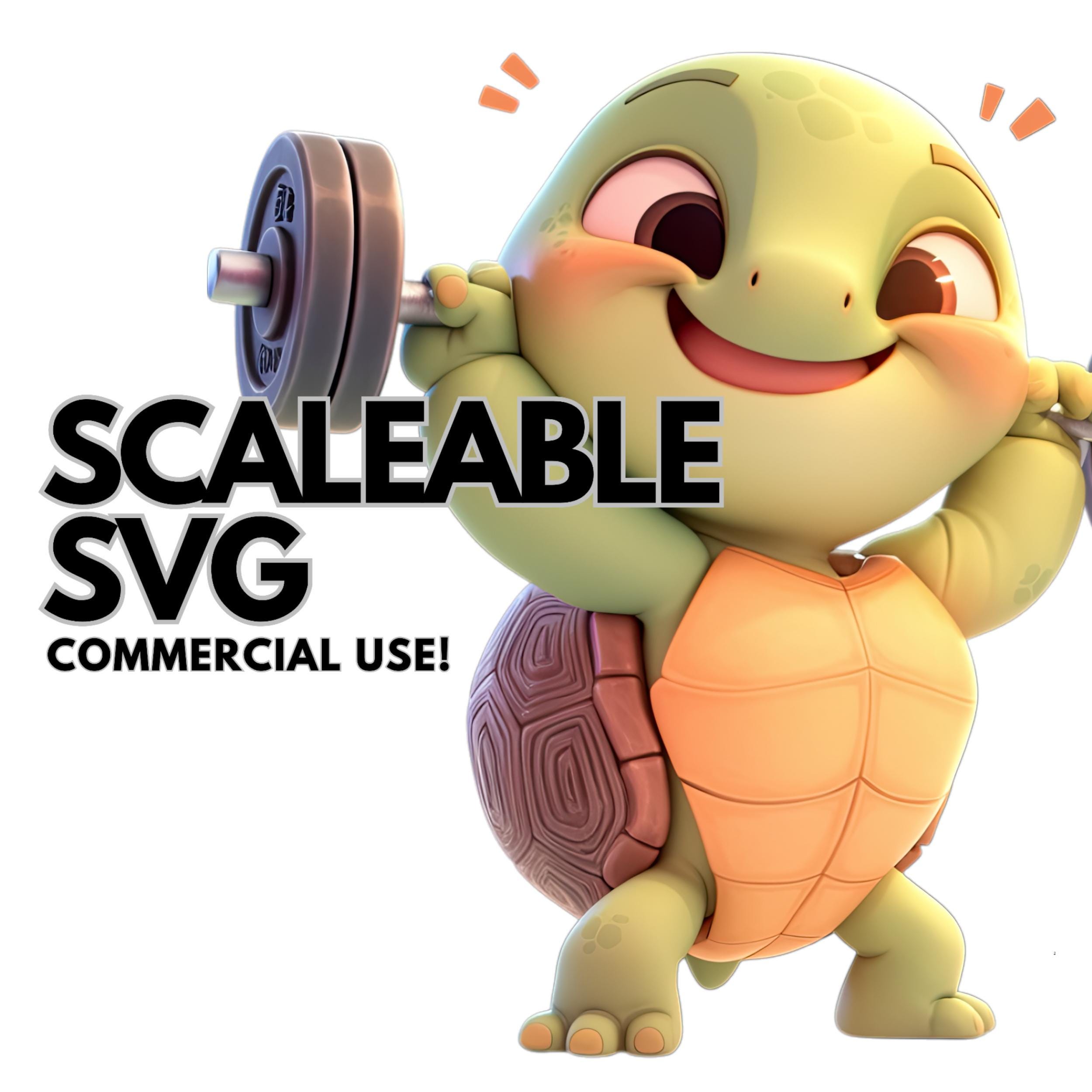 Turtle Svg Fitness Clipart Cartoon Weightlifting Png Digital Download ...