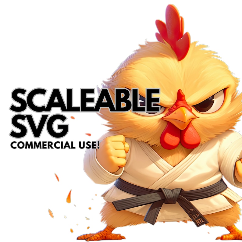 Karate Chicken Clipart: Fighting Rooster PNG SVG (digital Download) - Etsy