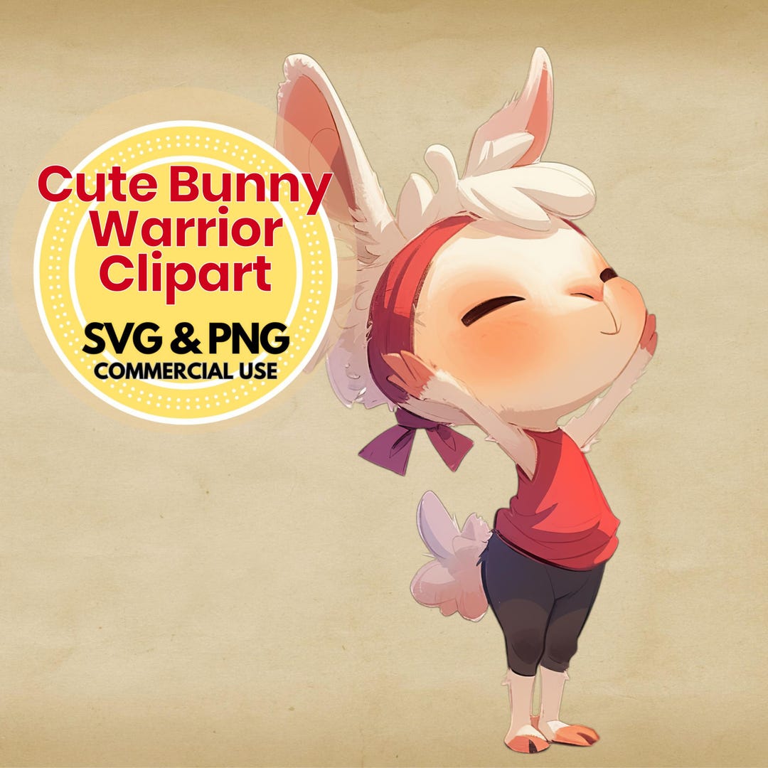 Cute Sports Bunny Clipart PNG SVG Digital Download Rabbit Character for ...