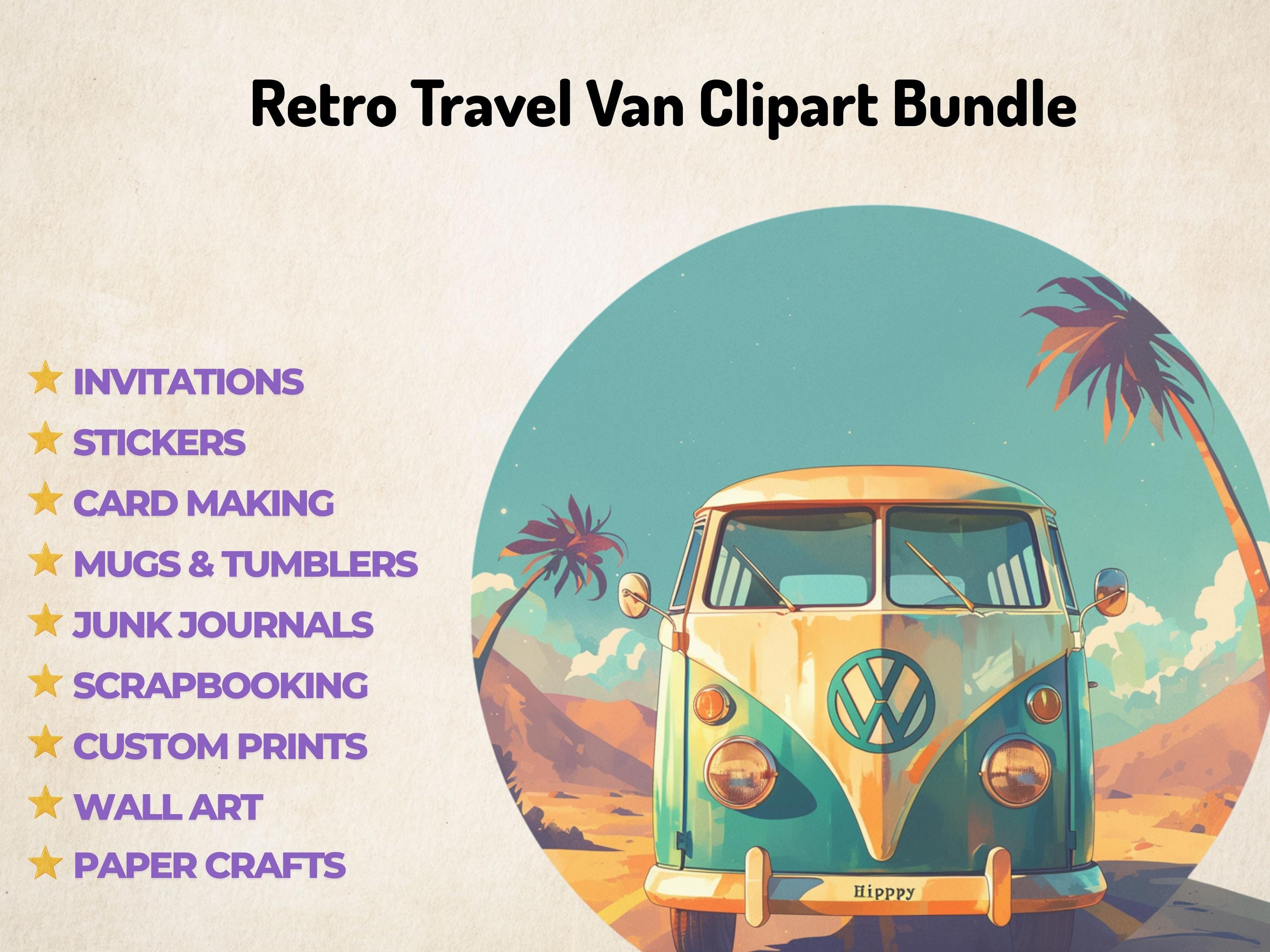 Retro Van Clipart Bundle Vintage Travel Van Png and Svg Set for ...
