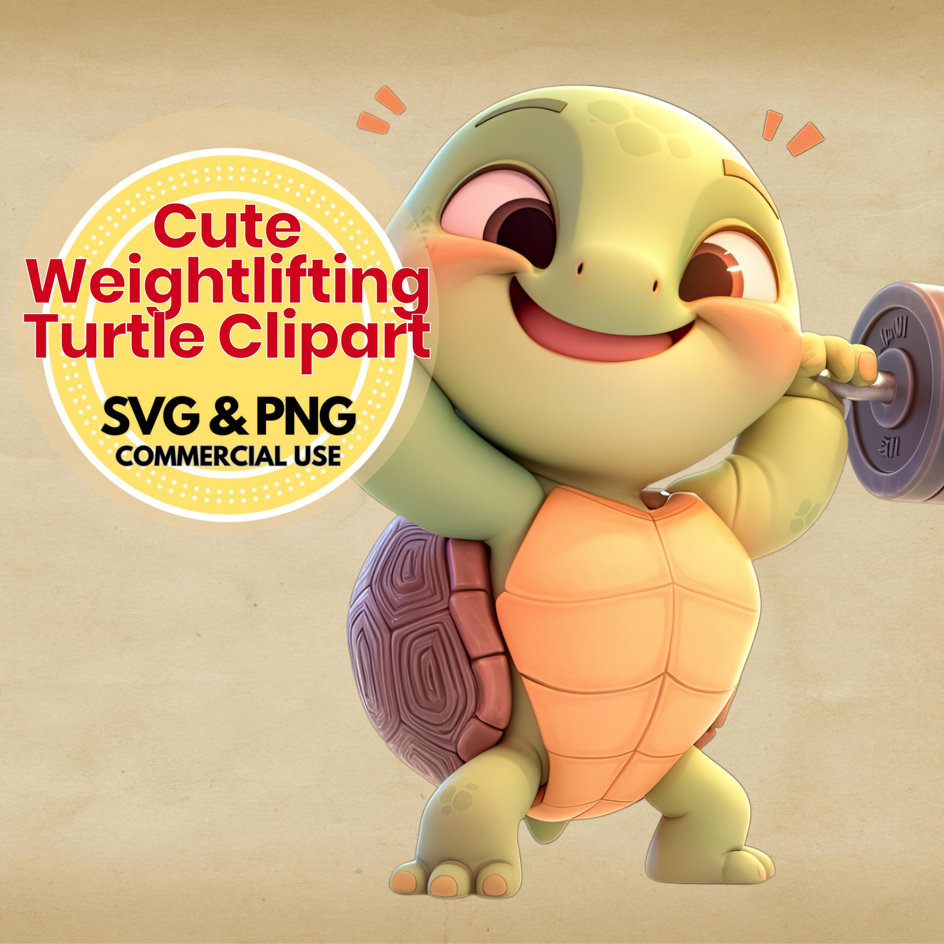 Turtle Svg Fitness Clipart Cartoon Weightlifting Png Digital Download ...