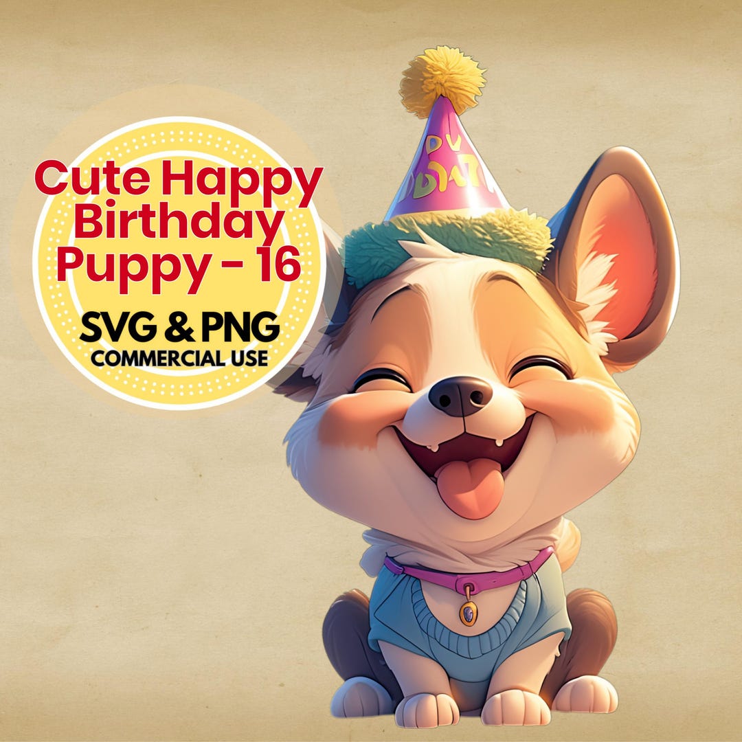 Birthday Puppy Svg and Png Clipart for Dog Birthday Party Invites Diy ...