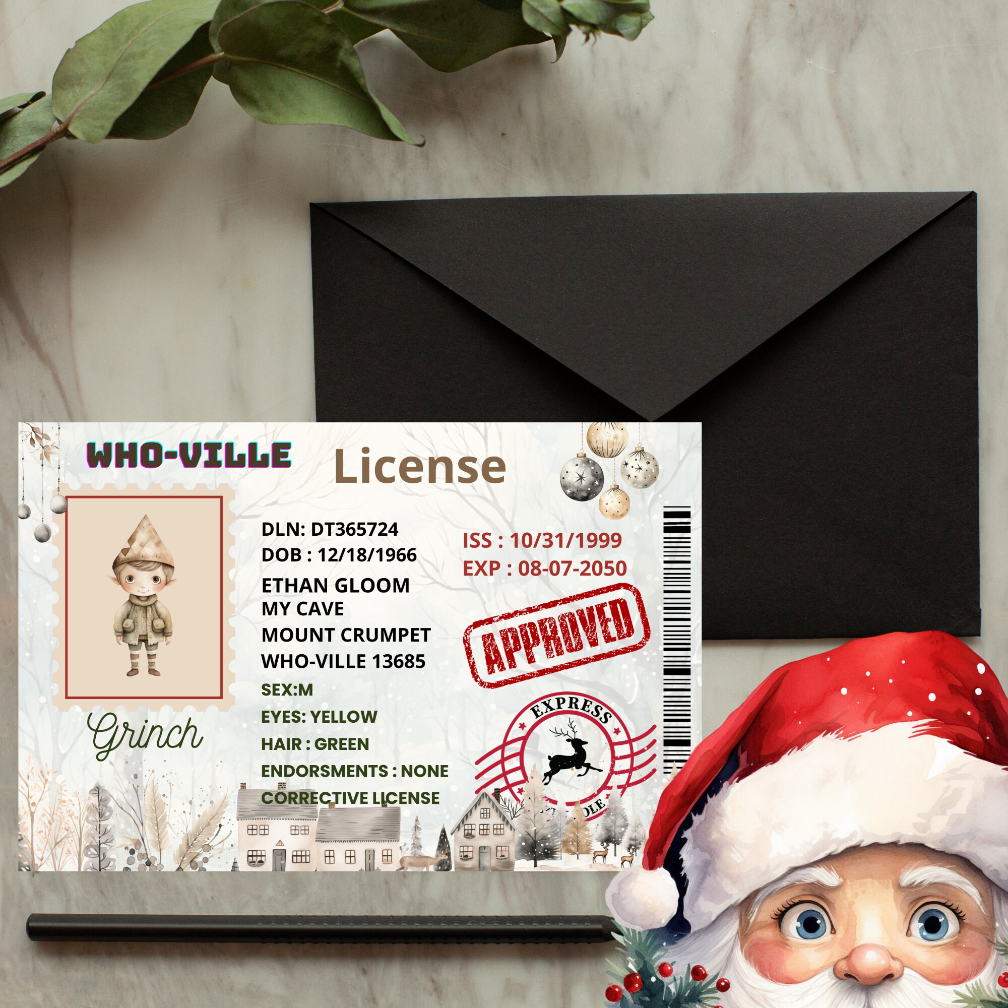 Grinch ID Card Png, Grinch ID Svg, Grinch Png, Grinch Lost Driving ...