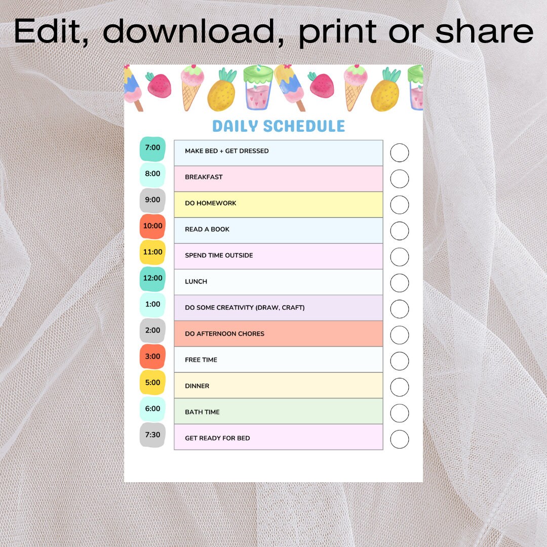 Summer Bundle, Screen Time Checklist, Daily Routine, Chores Checklist ...