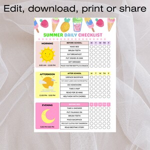 Summer Bundle, Screen Time Checklist, Daily Routine, Chores Checklist ...
