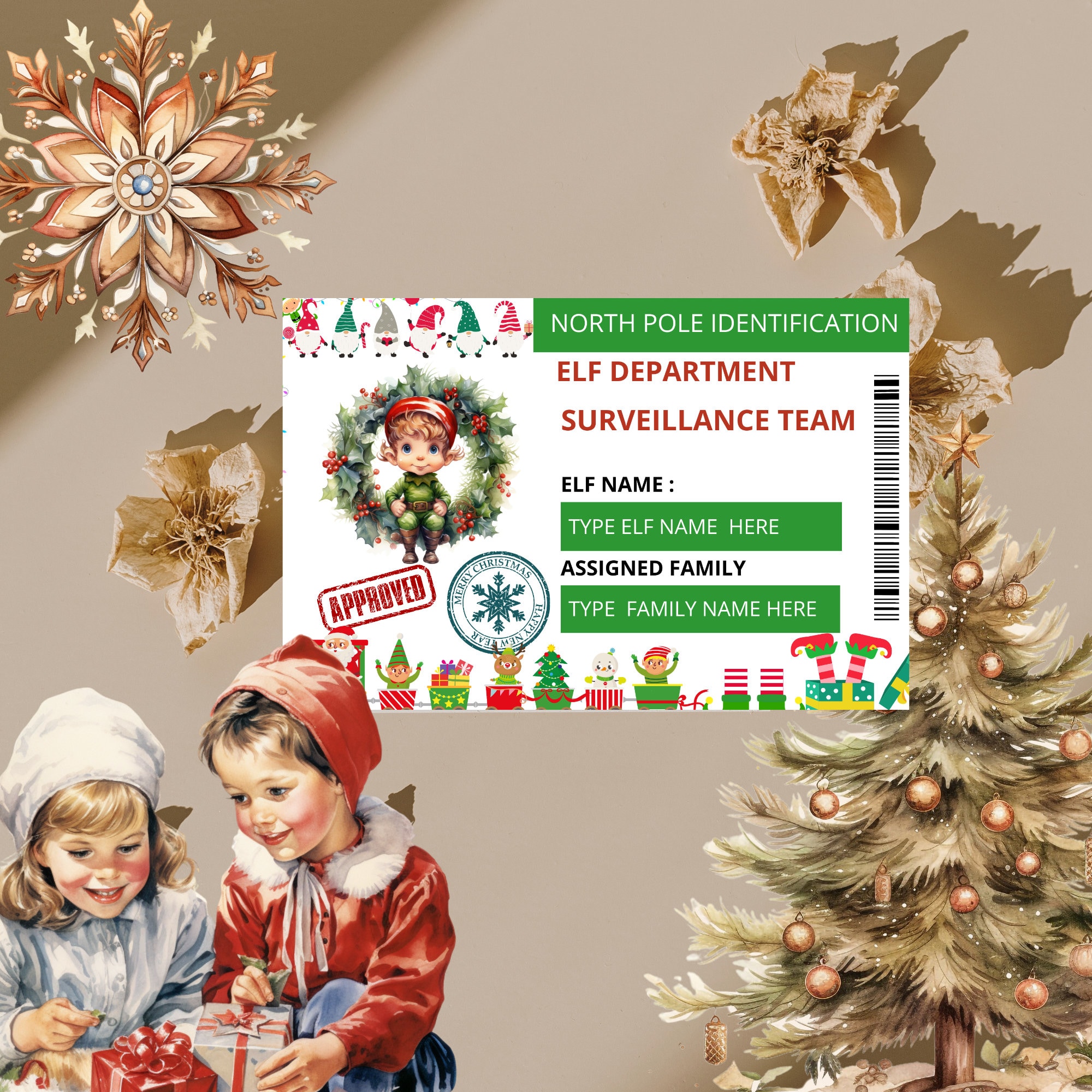 Elf ID Card Printable Template - Mini Elf License Badge - Surveillance ...