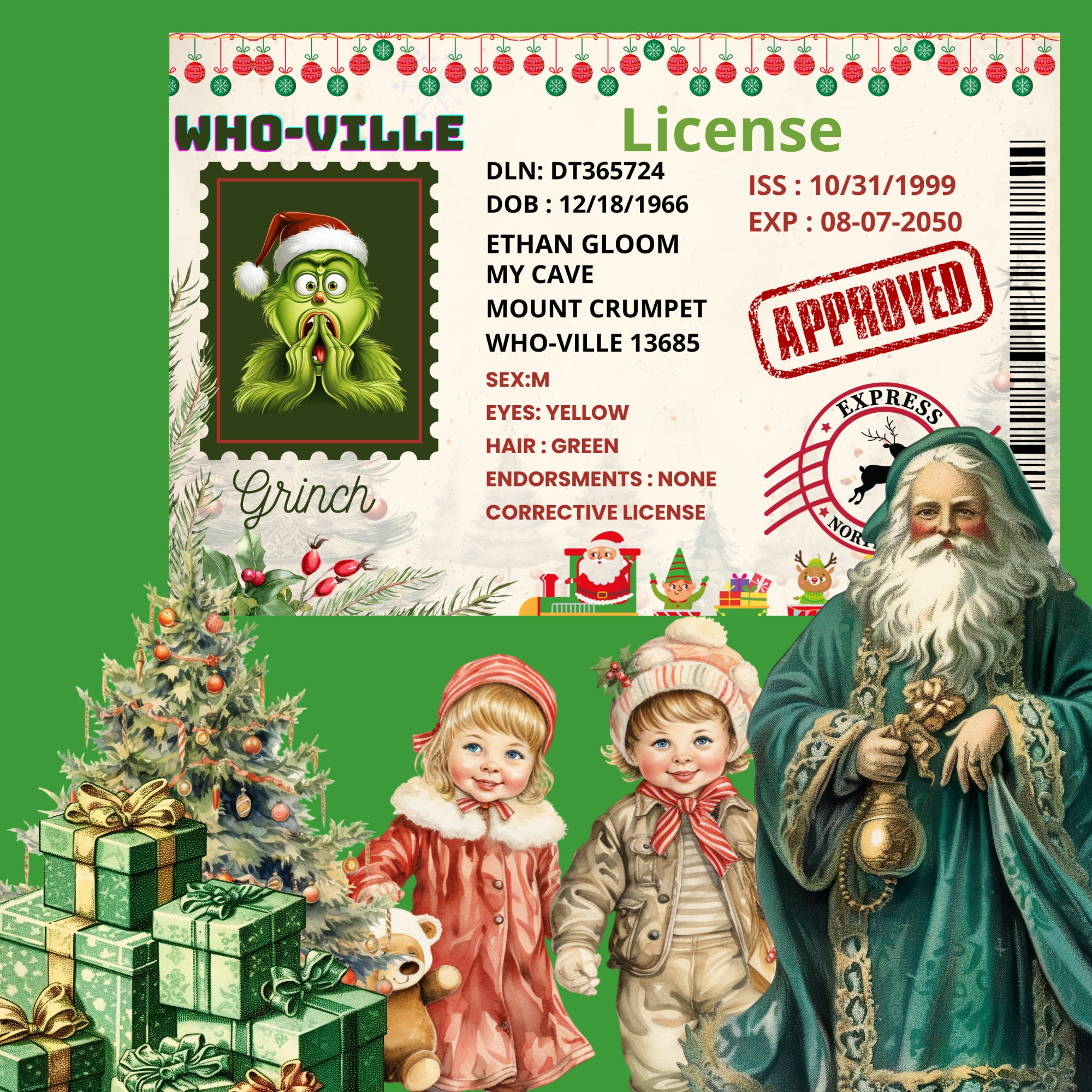 Grinch ID Card Png Grinch ID Svg Grinch Png Grinch Lost - Etsy Portugal