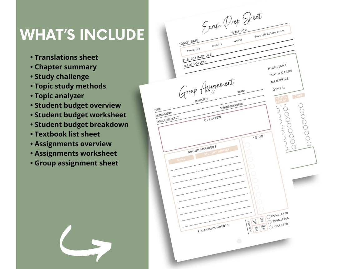 Achieve Academic Success With Our 48-template Study Kit! Plan Your Days, Weeks, and Study ...