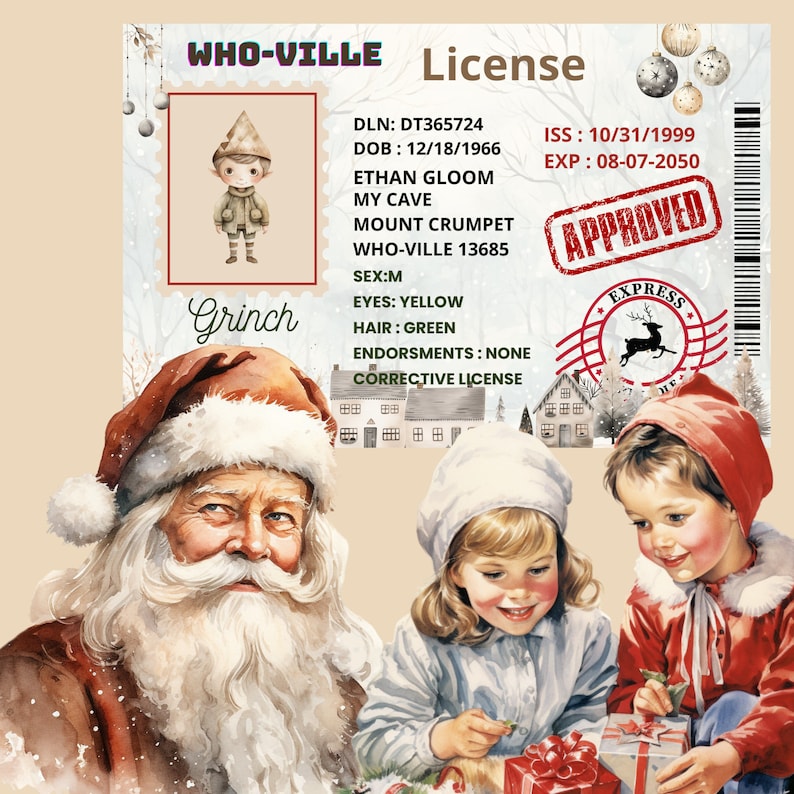 Grinch ID Card Png, Grinch ID Svg, Grinch Png, Grinch Lost Driving ...