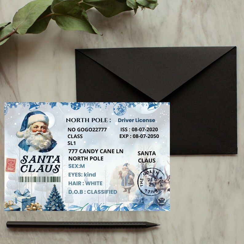 Printable Santa Claus License, Sublimation Designs, Christmas Canva ...