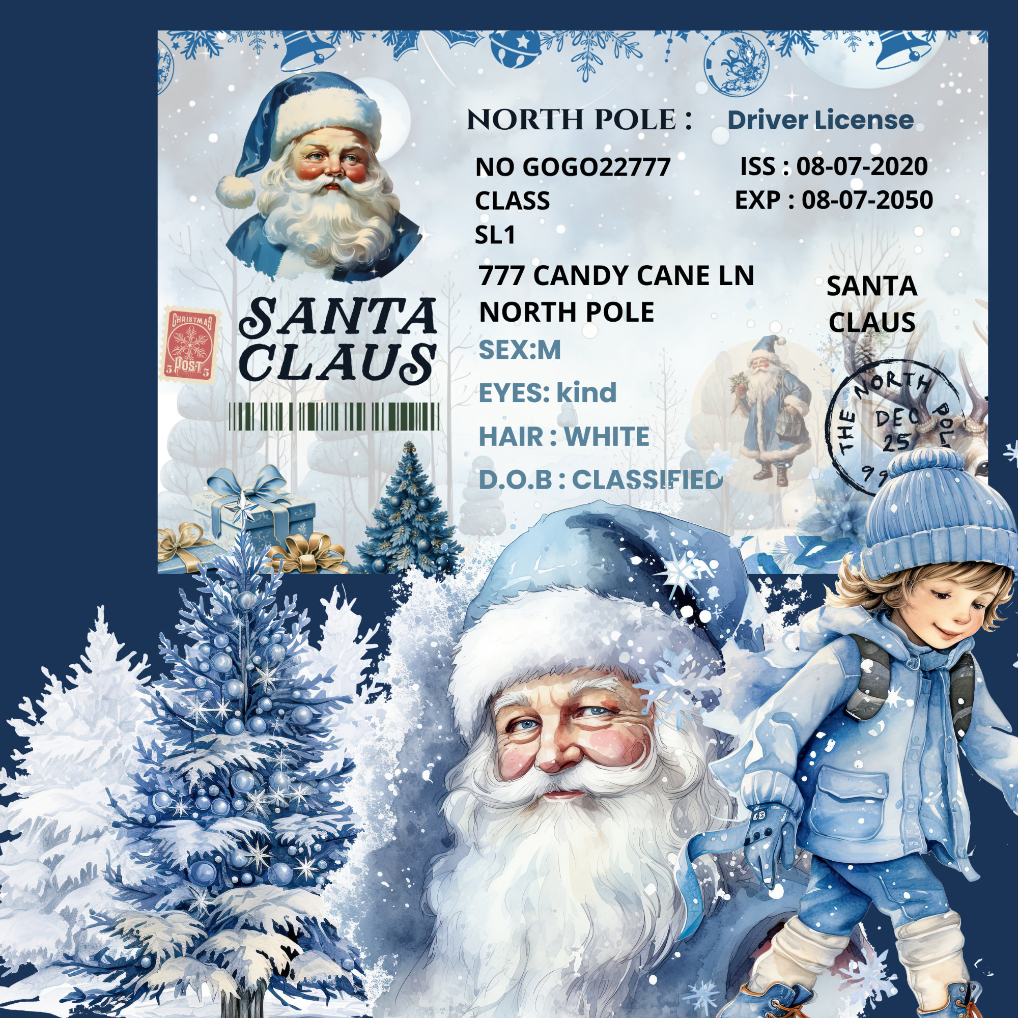 Printable Santa Claus License: Customizable Christmas Canva Template - Etsy